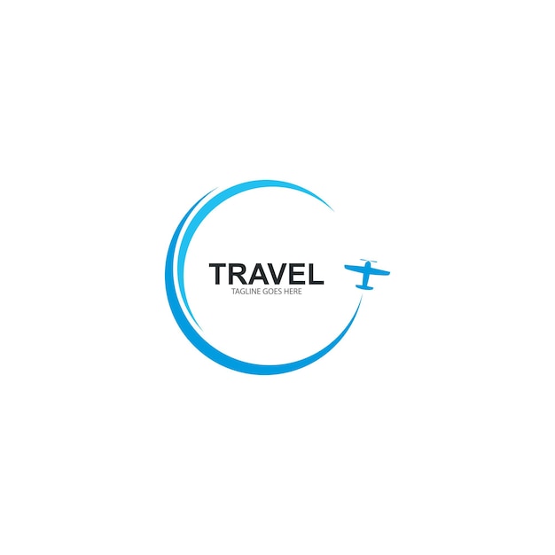 Elegant Blue Travel Logo with Airplane Icon | Jiffy Designs