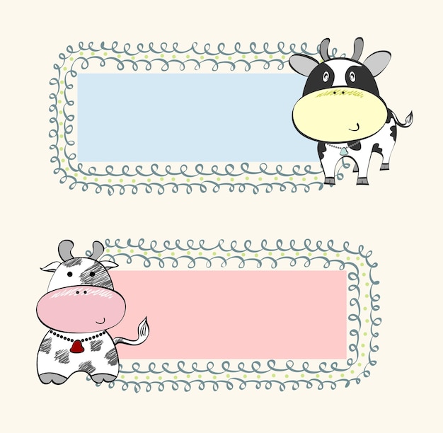 Adorable Cow Characters with Decorative Frames | Jiffy Designs