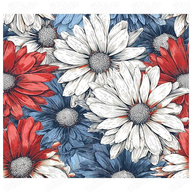 Vibrant Floral Pattern with Striking Daisy Blooms | Jiffy Designs