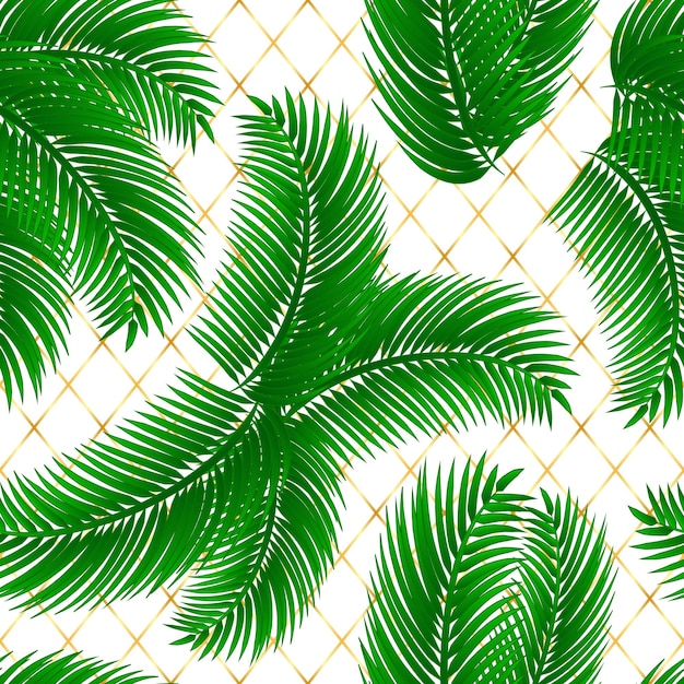 Vibrant Tropical Palm Leaf Pattern with Golden Accents | Jiffy Designs