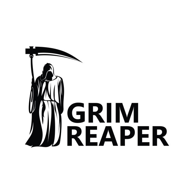 Iconic Grim Reaper Silhouette Stands Tall in Monochrome Elegance | Jiffy Designs