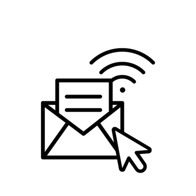 Stylized Envelope Icon with Wireless Signal and Cursor | Jiffy Designs