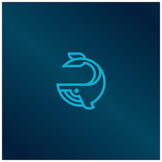 Elegant Aquatic Creature Silhouette on Vibrant Blue | Jiffy Designs