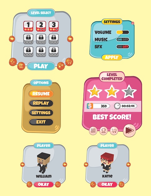 Vibrant Retro-Styled Video Game Interface with Customizable Settings | Jiffy Designs