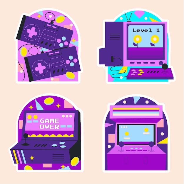 Vibrant Collection of Retro Gaming Icons and Devices | Jiffy Designs