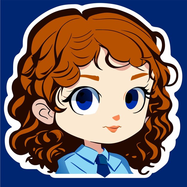 Charming Anime-Inspired Portrait on Blue Background | Jiffy Designs