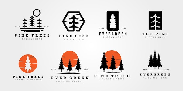 Diverse Evergreen Silhouettes: Iconic Pine Tree Symbols | Jiffy Designs