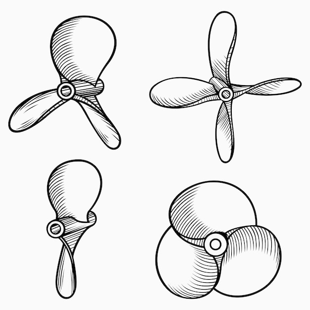 Vintage Propeller Illustrations - Detailed Sketched Designs | Jiffy Designs