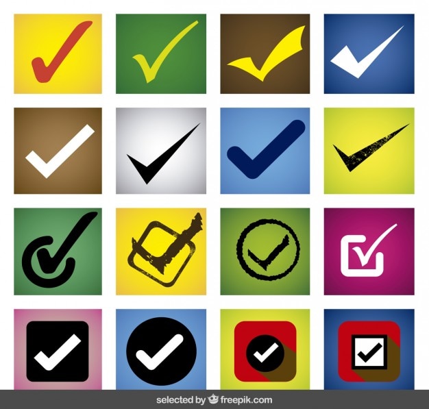 Vibrant Check Mark Icons Collection with Diverse Color Schemes | Jiffy ...
