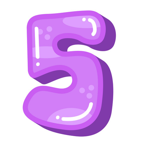 Cute Funny Number 5 Vector Illustration, Funny Cartoon Number Five Font ...