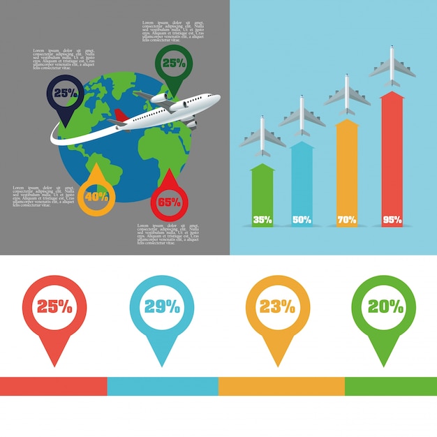 Infographic with Global Map, Graphs, and Location Markers | Jiffy Designs