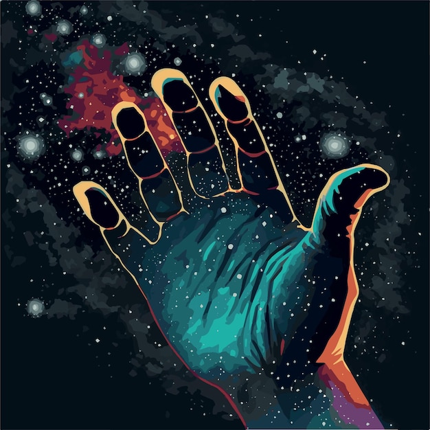 Cosmic Hand Reaching Through the Starry Night Sky | Jiffy Designs
