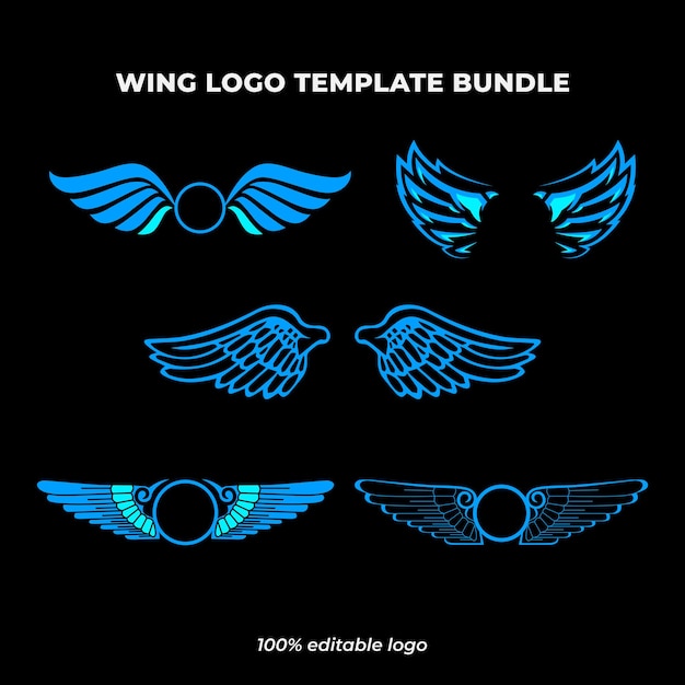 Majestic Wing Logos in Vibrant Blue and Black Tones | Jiffy Designs