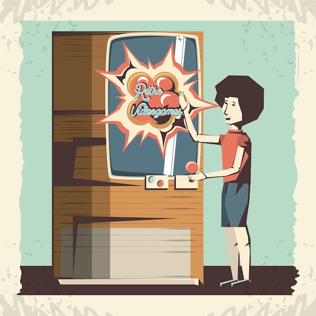 Retro Boy Discovering Explosive Cartoon Character on TV | Jiffy Designs