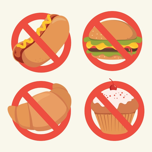 Vibrant Collection of Prohibited Food Icons for Dietary Restrictions ...