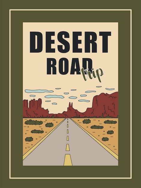 Retro Desert Road Trip Landscape Poster | Jiffy Designs