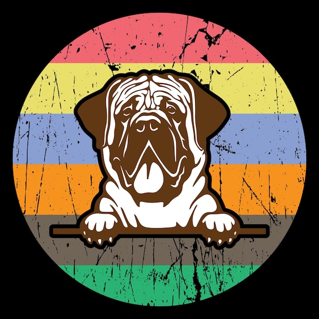 Retro Bulldog Peeking Out from Vintage Stripes | Jiffy Designs
