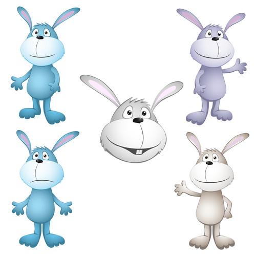Funny Cartoon Rabbits. Vector Illustration | Jiffy Designs