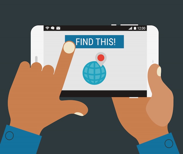 Hands Holding Tablet with Vibrant 'Find This!' Screen | Jiffy Designs