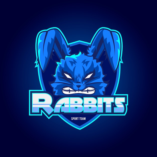 Fierce Rabbits Esports Team Logo in Neon Blue | Jiffy Designs