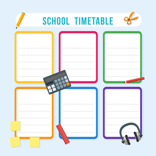 Vibrant School Schedule with Colorful Frames and Icons | Jiffy Designs