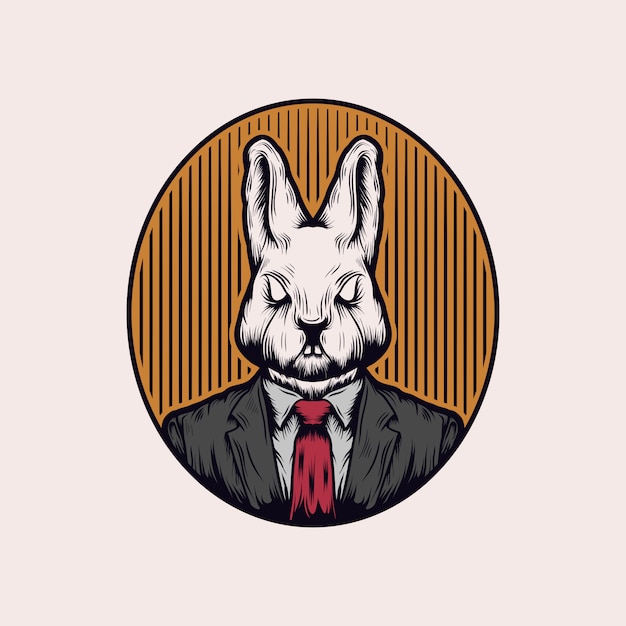 Dapper Rabbit Gentleman in Suit and Tie Portrait | Jiffy Designs