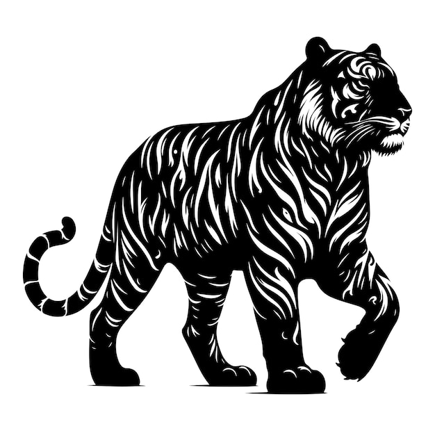 Majestic Monochrome Tiger Stalking Through the Shadows | Jiffy Designs