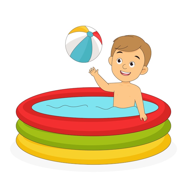 Cheerful Child Splashing in Colorful Inflatable Pool | Jiffy Designs