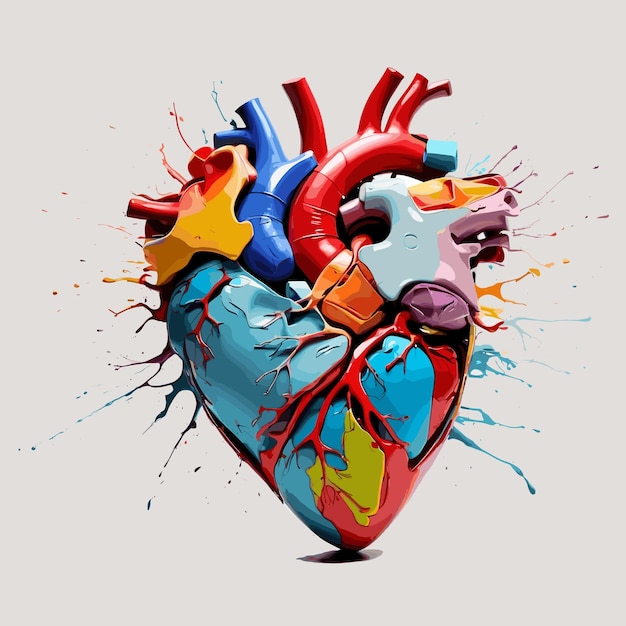 Vibrant Anatomical Heart Bursting with Color and Energy | Jiffy Designs
