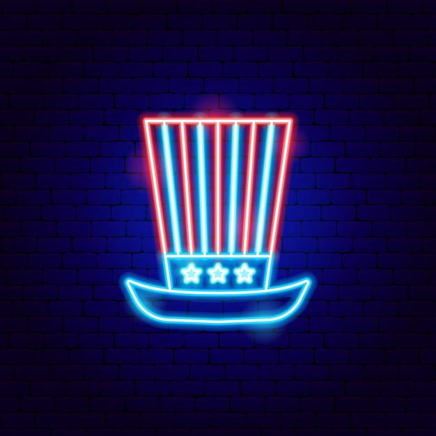 Vibrant Neon Patriotic Top Hat Icon | Jiffy Designs