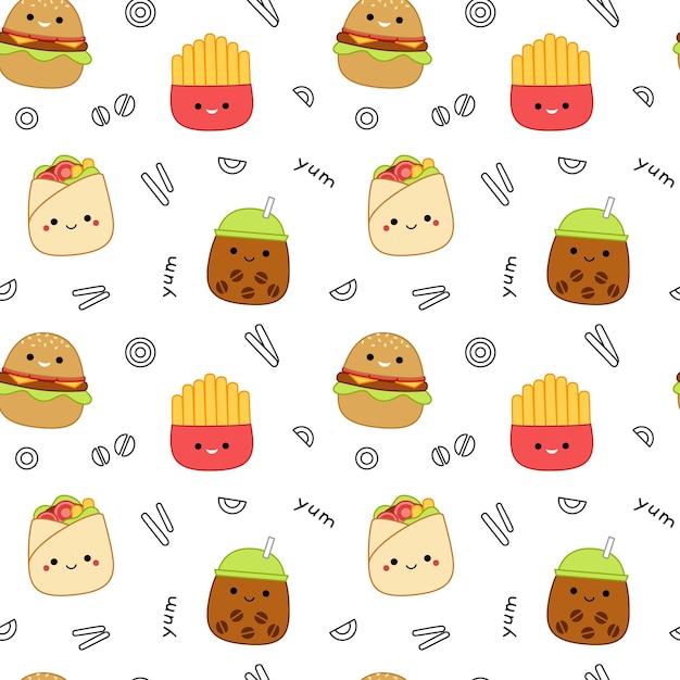 Delightful Fast Food Emoji Collection with Playful Patterns | Jiffy Designs