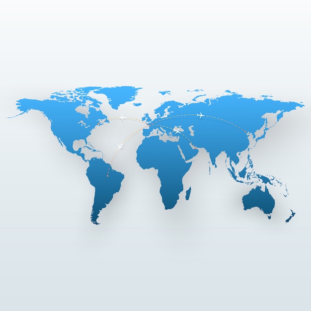 Detailed Blue and White World Map Depicting Continents and Oceans ...