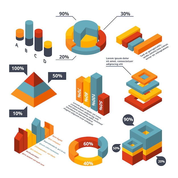 Vibrant Isometric 3D Data Visualization Graphics Collection | Jiffy Designs