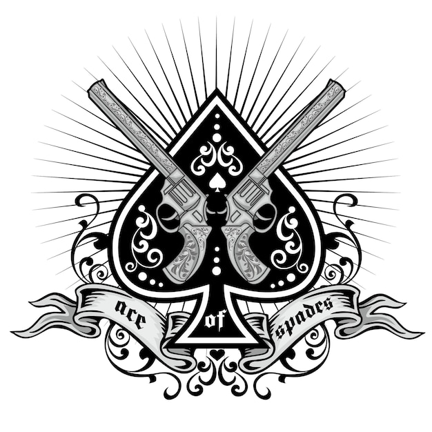 Ornate Spade Emblem with Radiant Beams and Decorative Flourishes ...