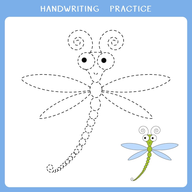 Tracing Whimsical Dragonfly for Handwriting Practice | Jiffy Designs