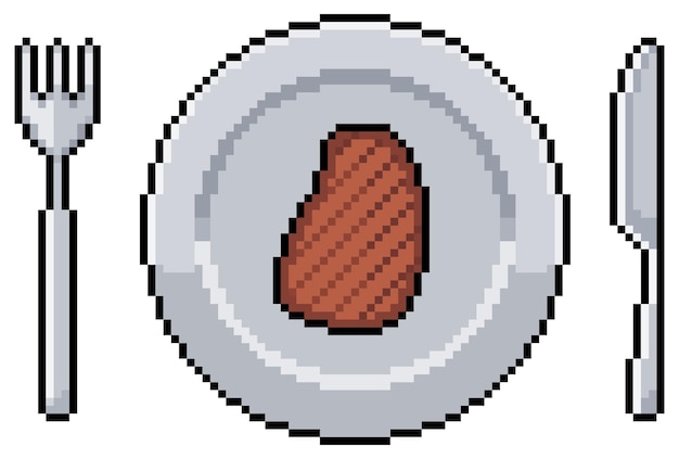 Delectable Pixel Art Steak on Plate | Jiffy Designs