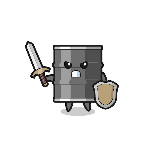Brave Cartoon Trash Can Holding Sword and Shield | Jiffy Designs