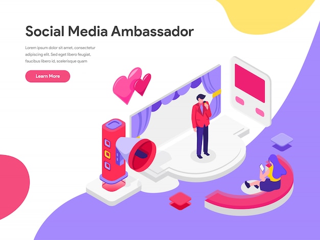 Vibrant Isometric Social Media Influencer Workspace Illustration ...