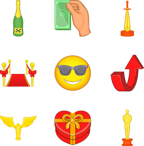 Honorary Certificate Icons Set. Cartoon Set Of 9 Honorary Certificate ...