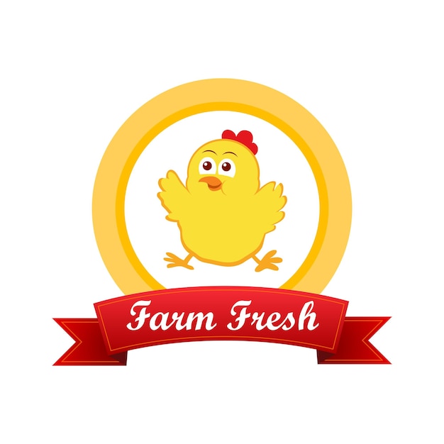 Cheerful Chick in Vibrant Farm Fresh Logo | Jiffy Designs