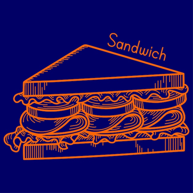 Vibrant Sandwich Illustration with Textured Linework Design | Jiffy Designs