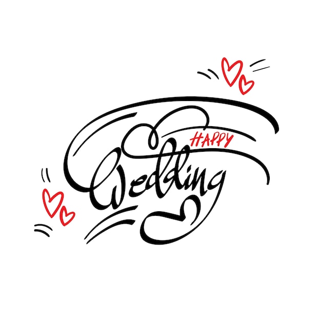 Vibrant Handwritten 'Happy Wedding' Calligraphic Lettering | Jiffy Designs