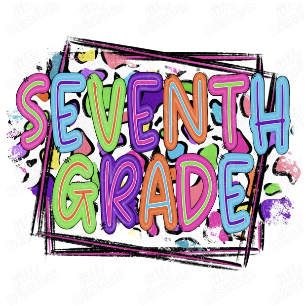 'Seventh Grade' Vibrant Graffiti-Style Letters with Playful Splatter ...