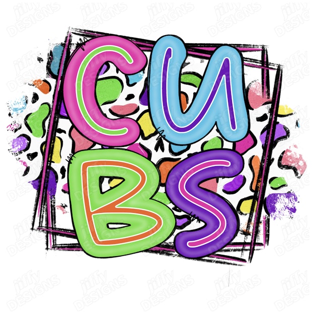 'CUBS' Vibrant Graffiti-Style Letters with Playful Splatter and Frame ...