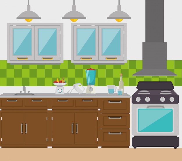 Stylized Illustration of a Modern Kitchen Interior Design | Jiffy Designs