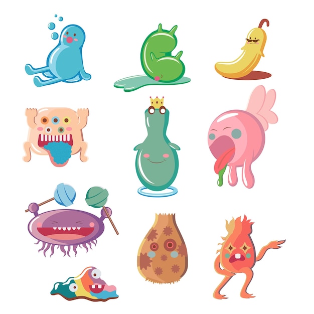 Whimsical Menagerie of Playful, Colorful Cartoon Creatures | Jiffy Designs