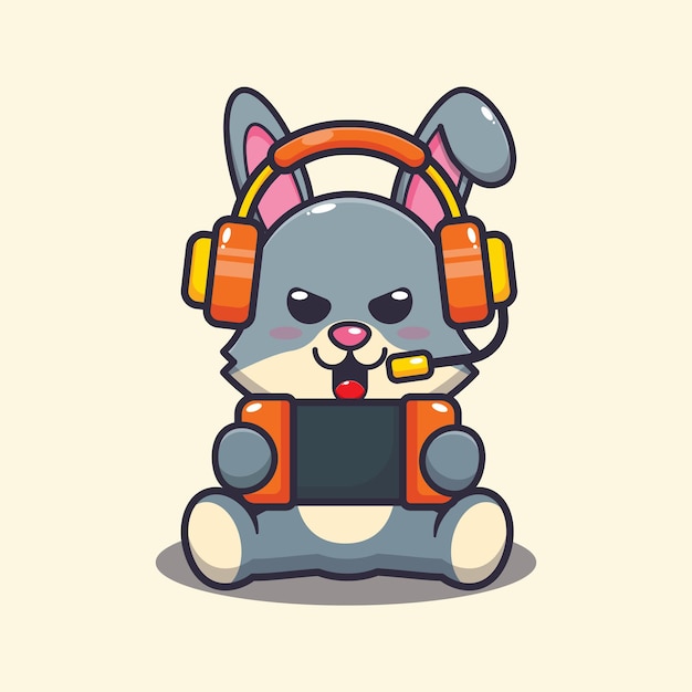Adorable Rabbit Gamer with Headphones and Joystick | Jiffy Designs