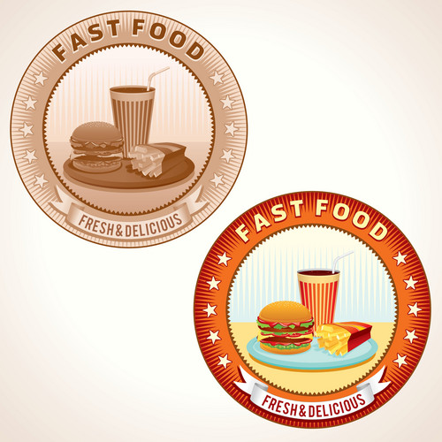 Retro Fast Food Labels. Vector Illustration. | Jiffy Designs