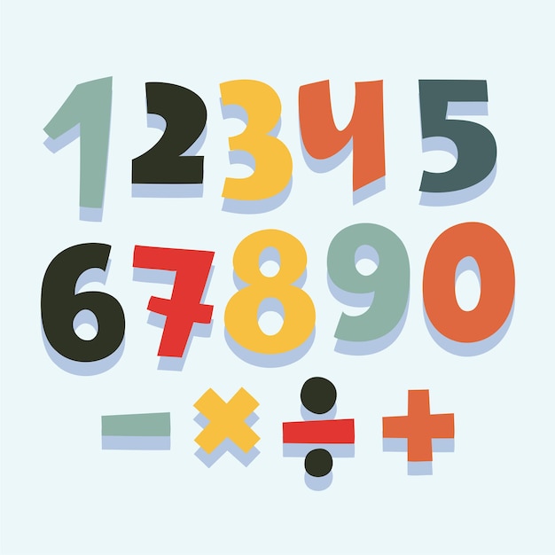Vibrant Numeric Symbols and Mathematical Operators | Jiffy Designs