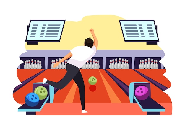 Vibrant Bowling Alley Scene with Bowler in Action | Jiffy Designs